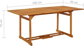 Zahradní jídelní stůl 180 x 90 x 75 cm masivní akáciové dřevo 315945