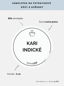 Samolepka na kořenky KARI INDICKÉ bílá 5 cm tučné písmo