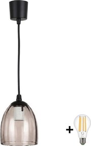 BRILAGI - LED Lustr na lanku R GLASS 1xE27/60W/230V pr. 17 cm černá/kouř béžová