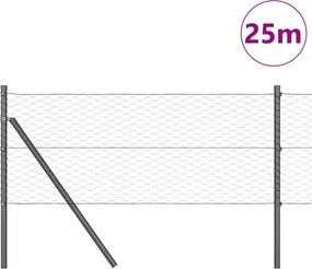 Hexagonální kotvení plotu 25 x 0,6 m Ocel potažená PVC Šedá 3352807