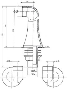 Reitano Rubinetteria ANTEA připojení pro instalaci vanové retro baterie na okraj vany (pár), chrom 9851
