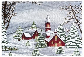 SCANquilt prostírání MOTIV polární vesnička bíločervená prostírání cca 30 x 45 cm
