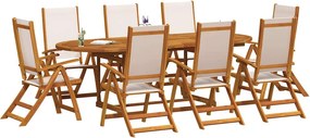 9dílný zahradní jídelní set masivní akáciové dřevo a textilen 3279277