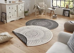 NORTHRUGS - Hanse Home koberce Kusový koberec Twin-Wendeteppiche 103101 creme schwarz kruh – na ven i na doma - 240x240 (průměr) kruh cm