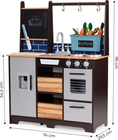 Dětská kuchyňka LOLY ECOTOYS s doplňky šedá