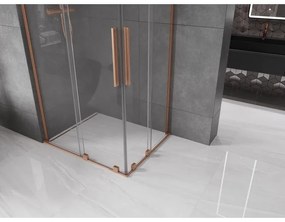 Mexen Velar L Duo, sprchový kout s posuvnými dveřmi 100 x 90 cm, 8mm čiré sklo, měděná matná, 871-100-090-02-03-65