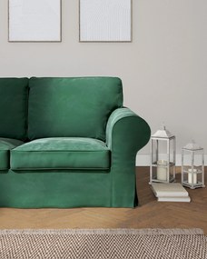Potah na pohovku IKEA Ektorp 2-místná rozkládací  NOVÝ MODEL 2012 barva zelená látka lesklé, sametová