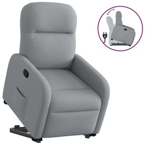 Zvedací polohovací křeslo světle šedé textil 3302972