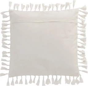 Sametový smetanový polštář Moroccan s třásněmi - 45*45 cm