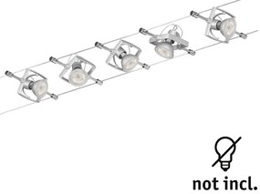 Paulmann 94133 Mac2, lankový systém, 5x max 10W LED 12V, matný chrom, 500cm