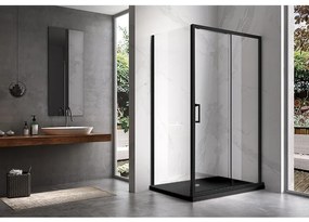 BPS-koupelny Obdélníkový sprchový kout HYD-OK103 90x80 černý/transparent + vanička HYD-OSV-ST03E černá