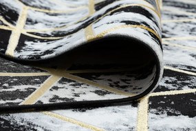 Dywany Łuszczów, Kusový koberec Gloss 409A 82 3D cubes black/gold/grey, 80x150, černobílá, kancelář