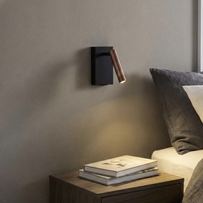 Moderní nástěnná lampa černá s tmavě bronzovou nastavitelná s USB-C - Croft