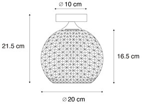Stropní svítidlo Art Deco černé s kouřovým sklem - Sphere