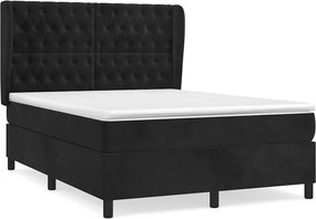 Box spring postel s matrací černá 140x200 cm samet 3129395