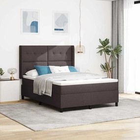 Postel s boxspringem s čelo Tmavě hnědá 200 x 140 cm textil 3341647