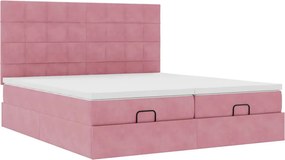 Osmanský rám postele s matrací růžová 200x200cm samet 3313783