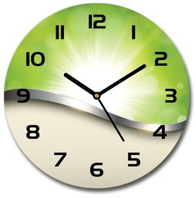 Wallmuralia Skleněné hodiny kulaté Zelená abstrakce fi 30 cm