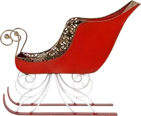Červeno-zlaté kovové sáně Christmas Sleigh - 37*16*31 cm
