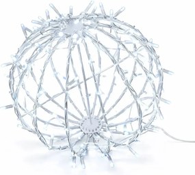 Easy fix 3D LED svítící koule, skládací, pr. 40 cm, ledově bílá, bílý kabel, IP67, hliník