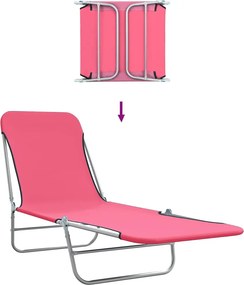 Skládací zahradní lehátka 2 ks ocel a textil růžová 310345