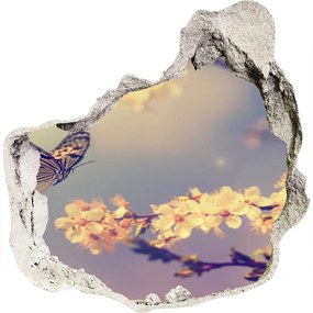 Wallmuralia Fototapeta díra na zeď Květ višně a motýl 75x75 cm