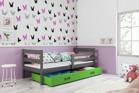 BMS Group Dětská postel s úložným prostorem ERYK grafit Velikost postele: 200x90 cm, Barva šuplíku: Zelená