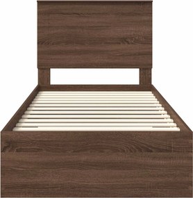 Rám postele Hnědý dub a stříbrná 75 x 190 cm Kompozitní dřevo 3409718