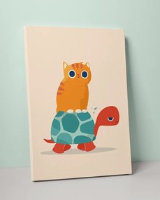 Obraz Kočka a Želva 30 x 40 cm - napnuté plátno na dřevěném rámu