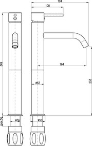 Slezák - RAV Umyvadlová vysoká baterie bez výpusti SEINA - SE923.xCMAT, Černá mat Připojovací hadičky - závit: 3/8"