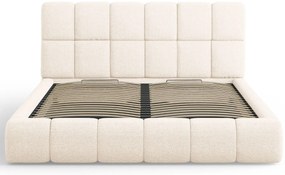 Světle béžová čalouněná dvoulůžková postel MICADONI Bellis 200 x 200 cm