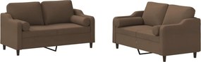 2dílná sedací souprava s polštáři hnědá textil 3201821
