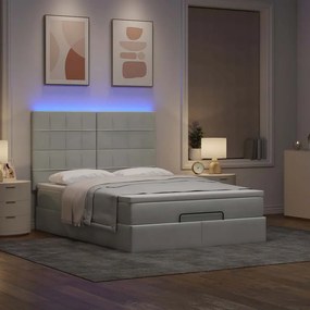 Osmanský rám postele s matracemi světle šedá 140x200cm samet 3314324