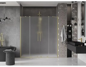 Mexen Velar Duo, posuvné sprchové dveře do otvoru 170 cm, 8mm sklo námraza, zlatá matná, 871-170-000-32-55