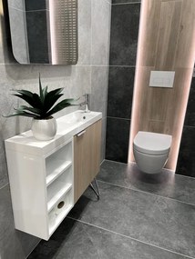 Sapho Sapho, LATUS VI umyvadlová skříňka 50x50x22 cm, pravá, dub Alabama, LT610-2222