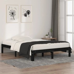 vidaXL Rám postele masivní dřevo 135 x 190 cm Double [810344] Barva: Černá