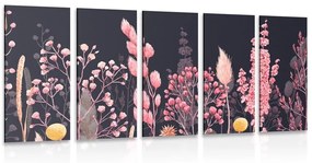 5-dielny obraz olejomaľba divoké kvety - 100x50 cm