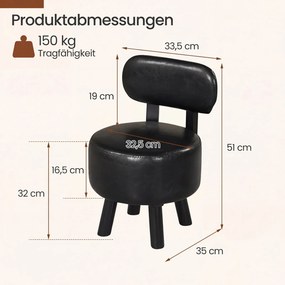 Costway Sada 2 taburetů s opěradlem a potahem z umělé kůže, polstrovaná