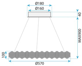 Toolight Závěsné LED osvětlení Crystal LE2 MS017-CP chrom 57 cm