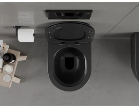 Mexen Carmen závěsné wc Rimless s toaletním Slim sedátkem z duroplastu, černá matná - 30880185