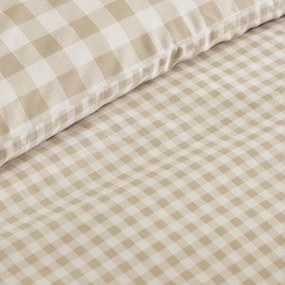 Béžové 3dílné povlečení na dvoulůžko 200x200 cm Bamford Gingham Check – Catherine Lansfield