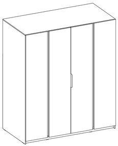 Šatní skříň KAJA 4F | 200 cm | bez zrcadla | VYSOKÁ | evoke/černá