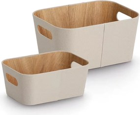 Zeller Present Úložný box s madly, FABRIWOOD, béžový, 30,5 x 23 x 15,2 cm