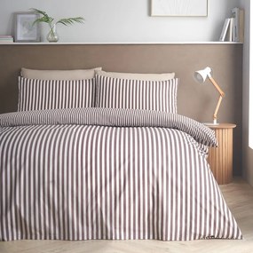 Tmavě hnědé povlečení na jednolůžko 135x200 cm Epping Textured Stripe – Catherine Lansfield