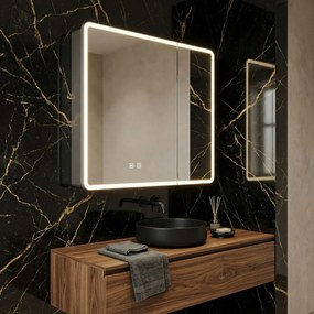 Rea Rea, LED zrcadlová skříňka s osvětlením 60x70 cm, plast, M1011-60, bílá-šedá, REA-M0100