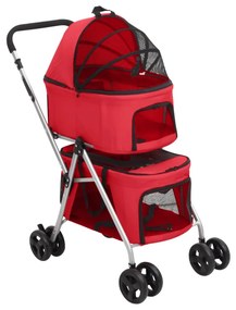 2patrový skládací kočárek pro psa červený 83x48x97 cm oxford 172206