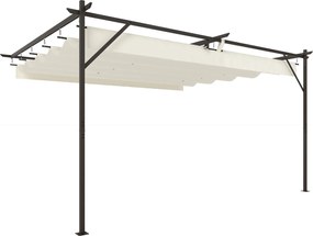 Střešní pergola na terasu cca 4x3m Střecha na terasu s nastavitelnou střechou, montáž na stěnu UV 30+ krémově bílá