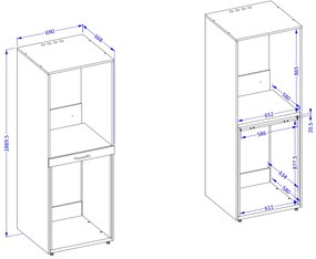 Helvetia Skříňka pro pračku a sušičku Aza v dekoru ořech – s odkládací policí