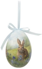Sada 6 ks modro-fialová velikonoční vajíčka se zajíčky II – 7x10 cm