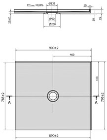 Polysan MIRAI sprchová vanička z litého mramoru, obdélník 90x80x1,8 cm, pravá, bílá,	73168